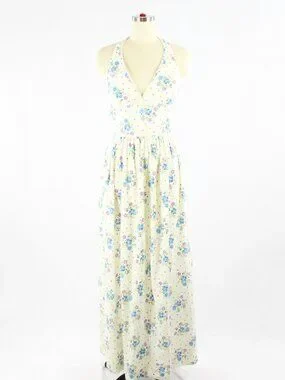 Vintage | Dresses | Vintage 7s Cole Of California Ivory Blue Floral ...